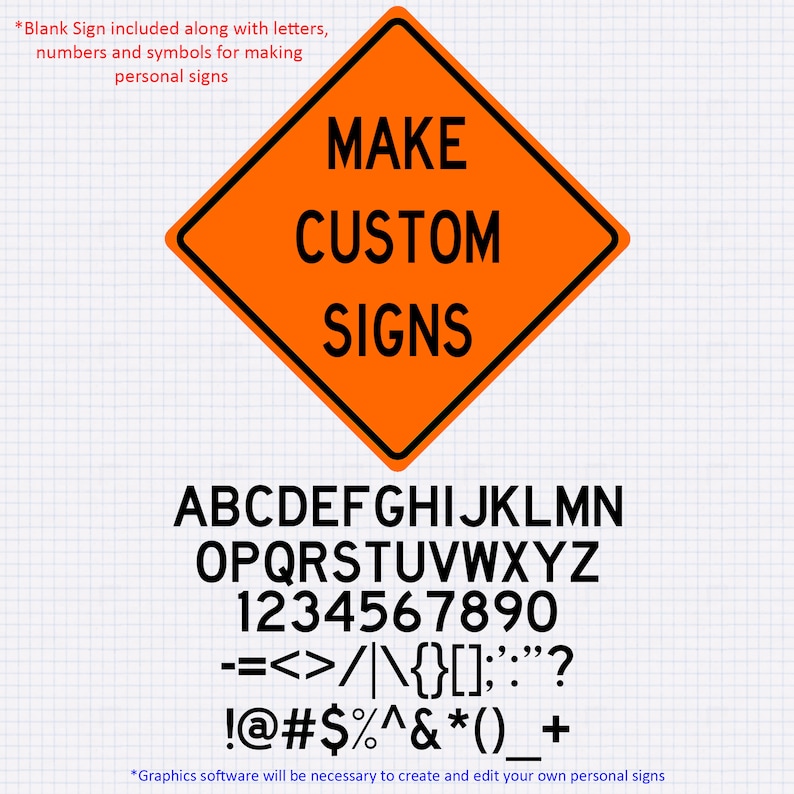 Construction Signs Clipart: Orange Road Signs SVG PNG (digital Download ...