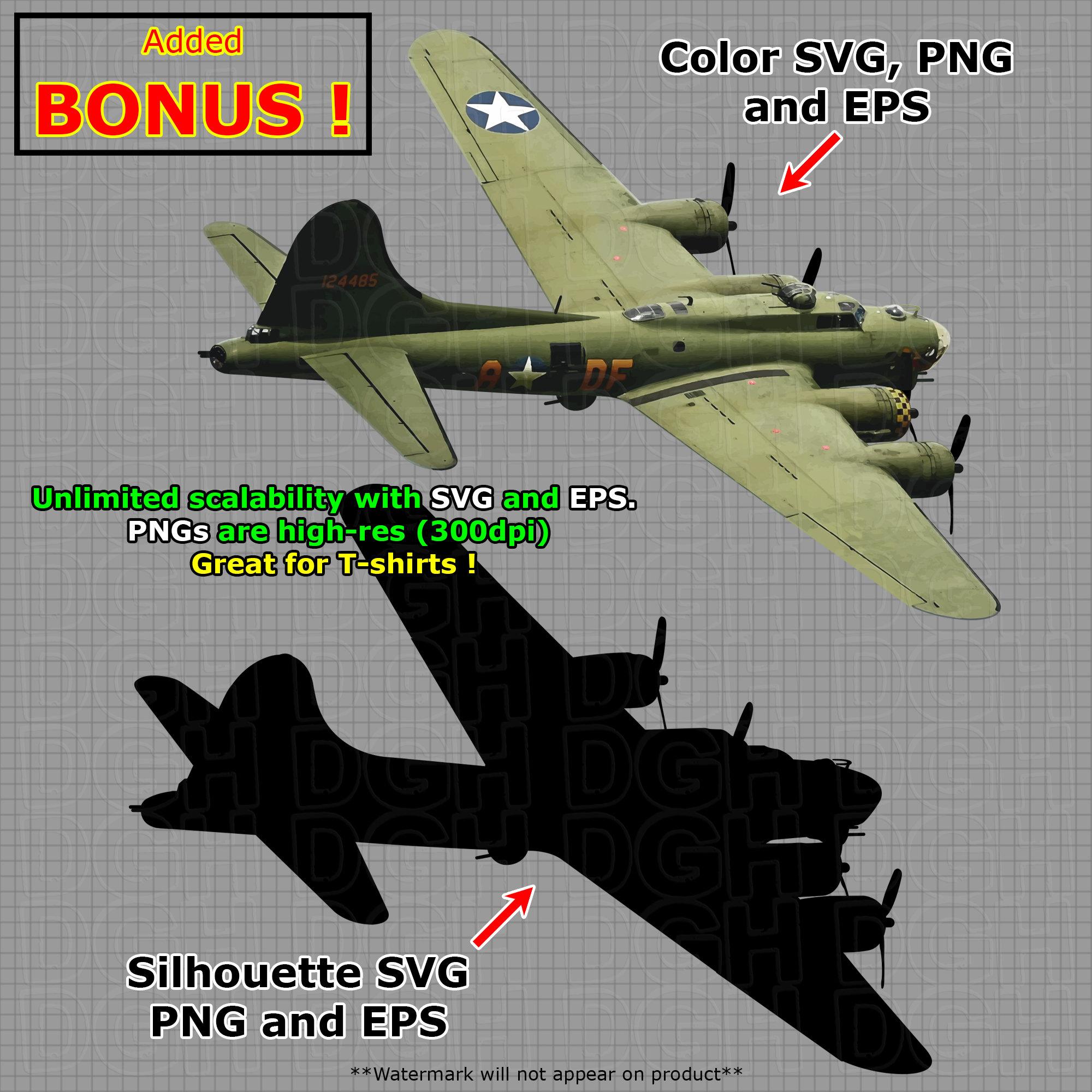 B-17 Bomber Flying Fortress Svg Png Eps, B-17 Vector Graphic ...