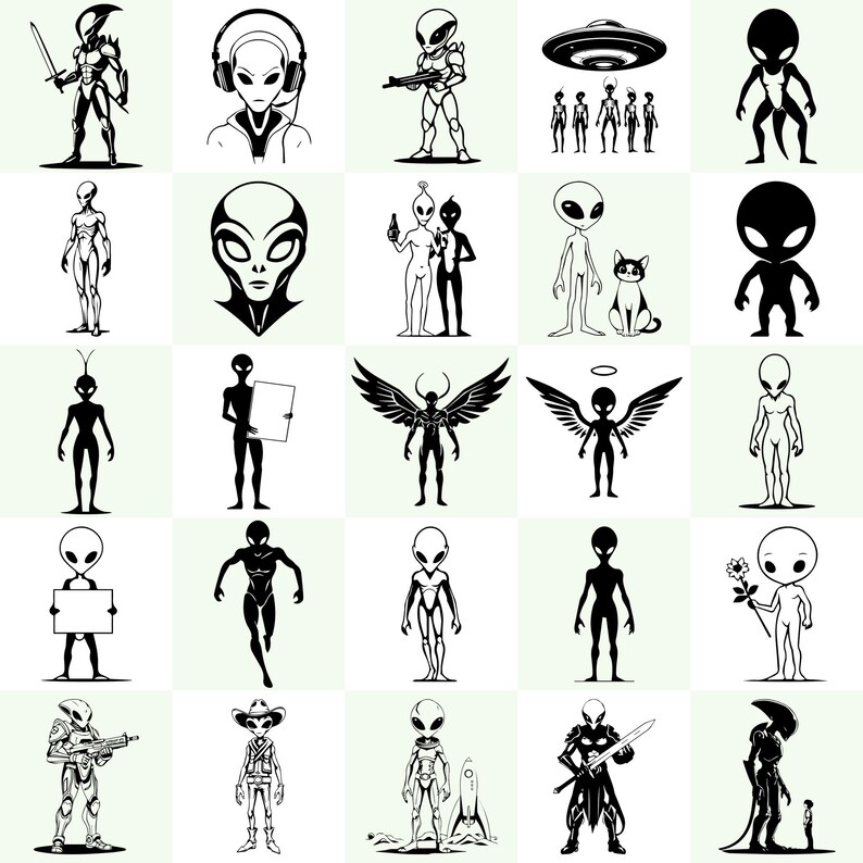 Lots of Aliens in Hi-res PNG, SVG and EPS Formats, Commercial Okay ...