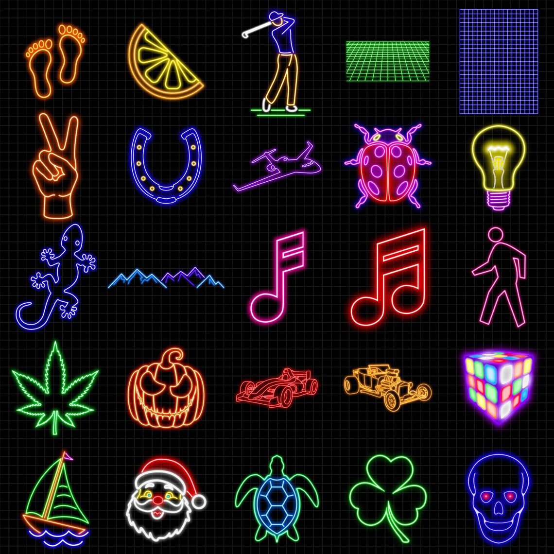 Neon Graphics PNG Bundle: 74 High-resolution Elements (digital Download ...
