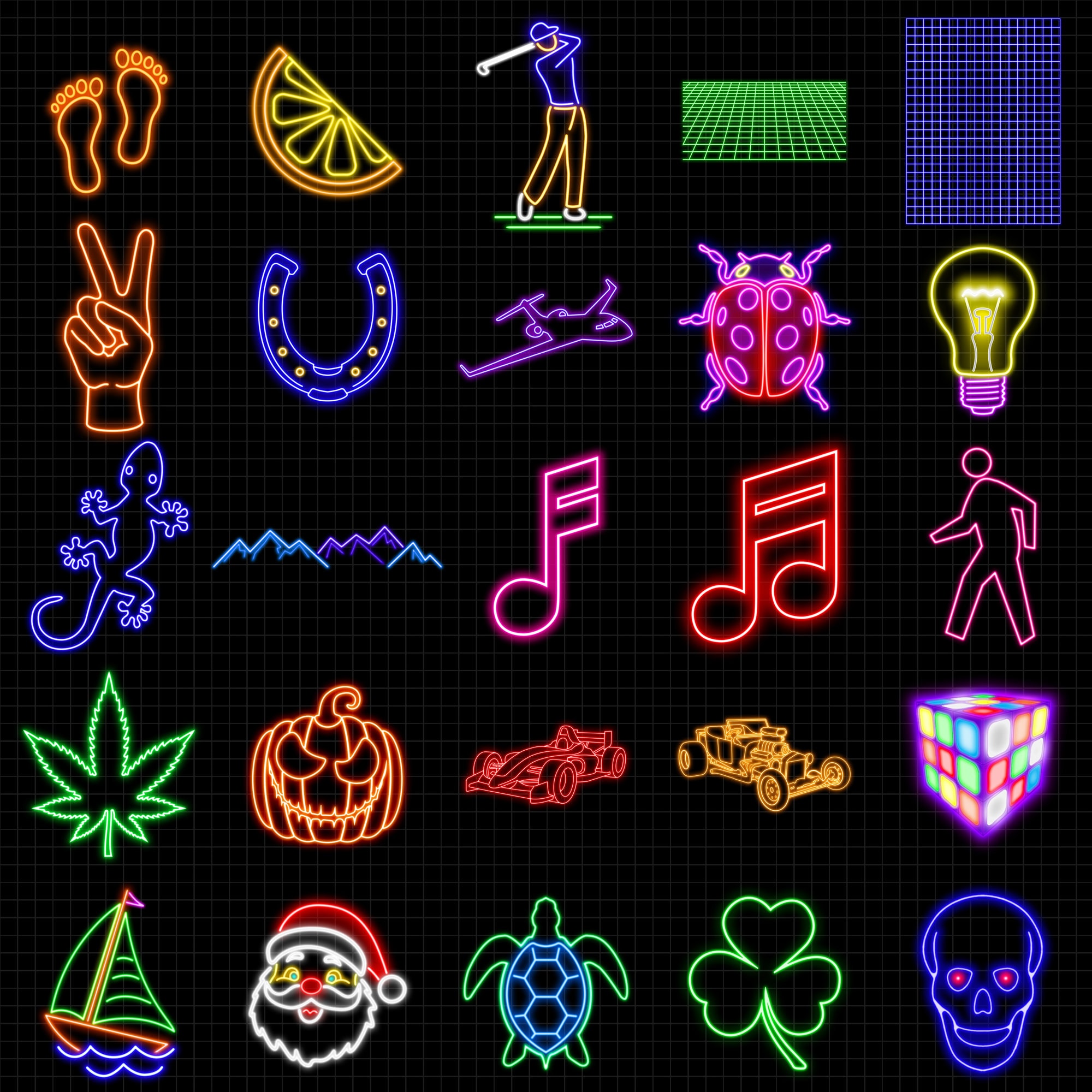 Neon Graphics PNG Bundle: 74 High-resolution Elements (digital Download ...