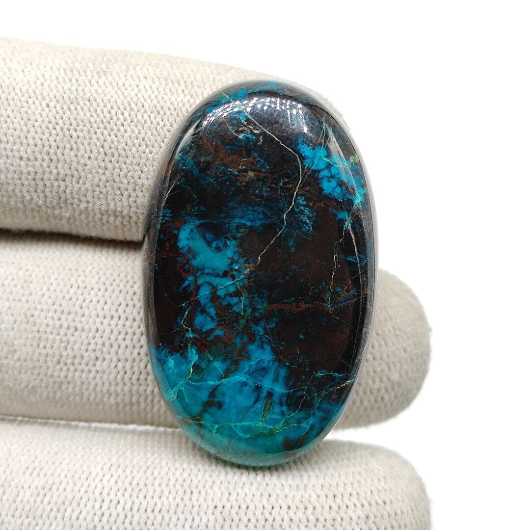 Peruvian Chrysocolla Cabochon 37X23X7 MM Oval Shape 80ct Natural Green ...