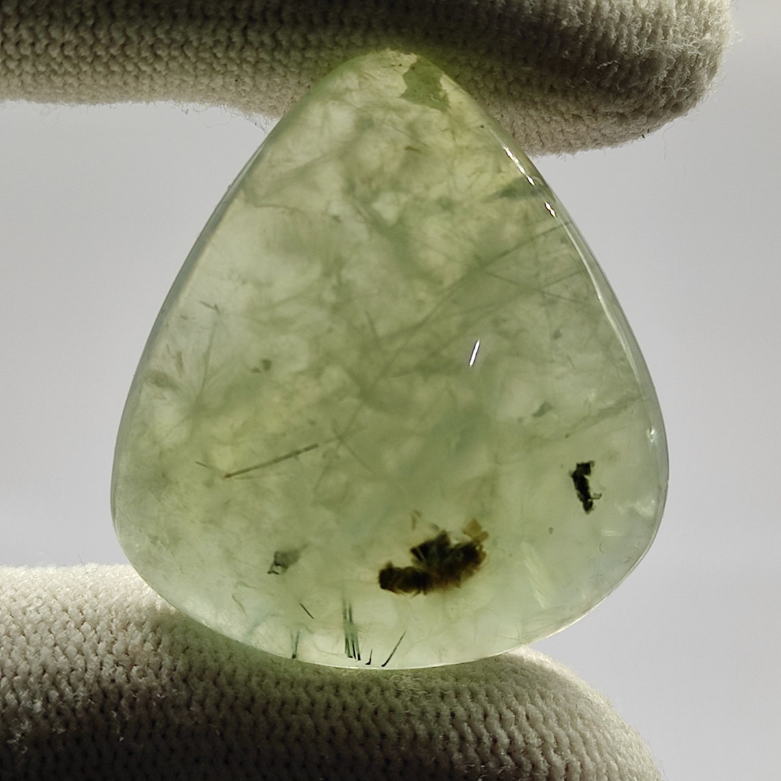 32X28X9 MM Pear Shape 70ct Natural Green Black Prehnite Cabochon ...