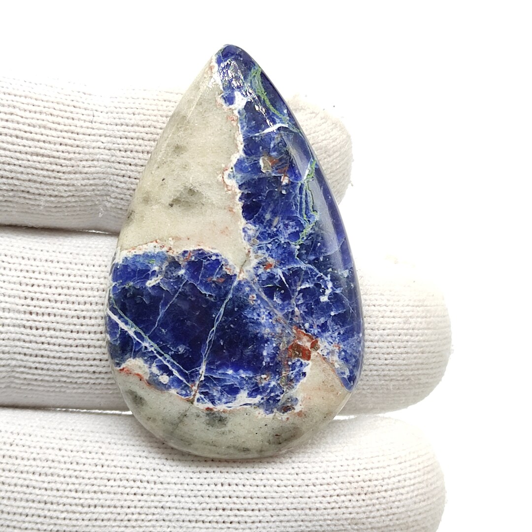 Sodalite Cabochon 65ct 46X29X6 MM Pear Shape 100% Natural Blue Sodalite ...