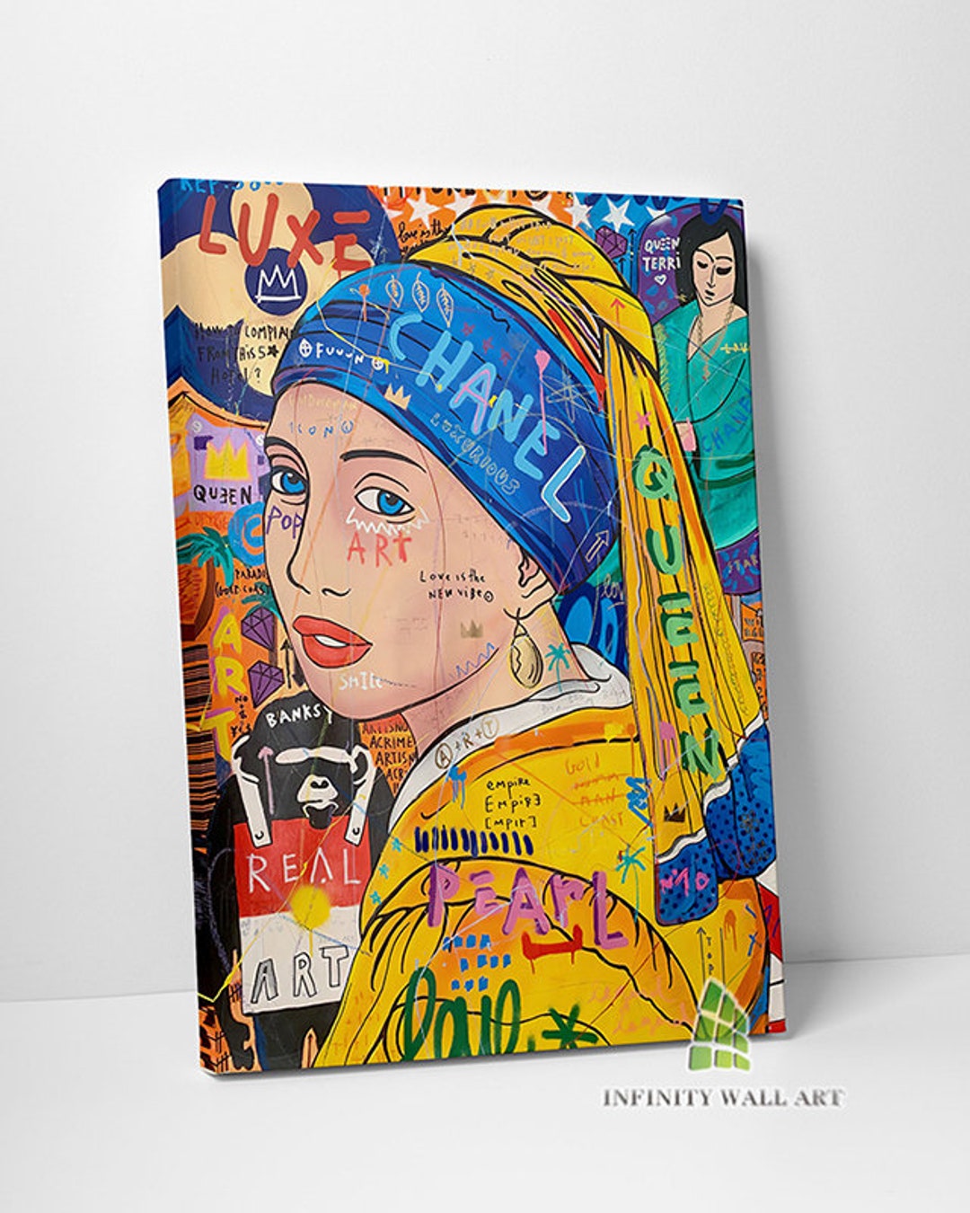 Graffiti Girl With Pearl Earring Canvas Art Wall Art Abstract Banksy ...