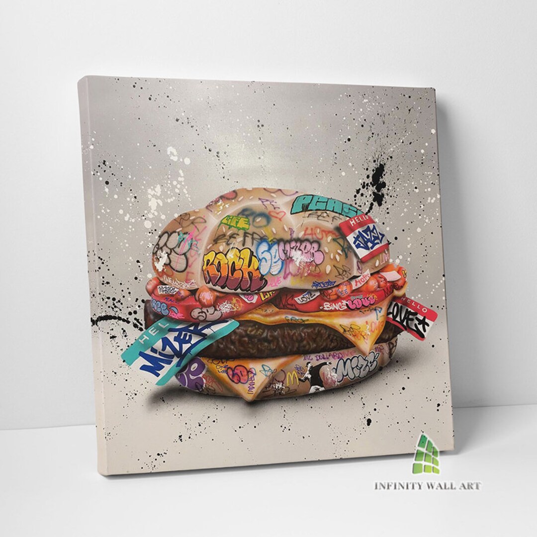 Graffiti Burger Meal Food Canvas Art Wall Art Print Picture Banksy ...
