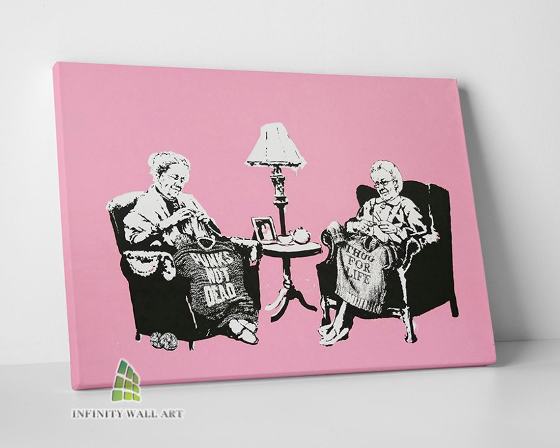Banksy Pink Thug Punk Grannies Canvas Art Graffiti Wall Art - Etsy