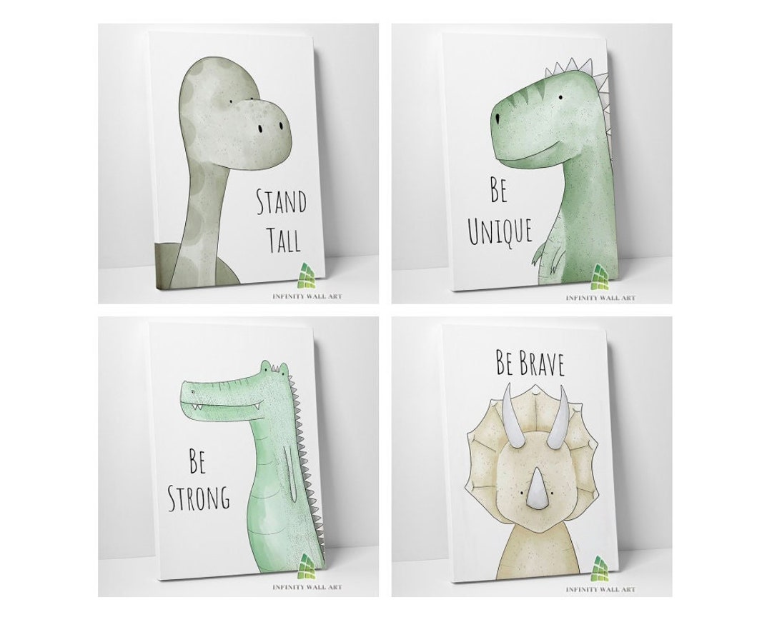 Dinosaur Inspirational Quotes Canvas Art Wall Art Children Kids Nursery ...