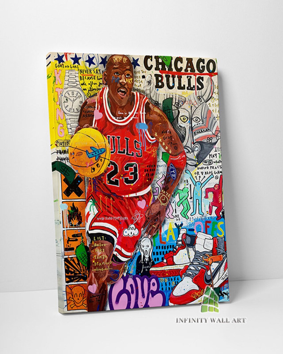 Michael Jordan Graffiti Canvas Art Wall Art Print Picture Banksy Style ...
