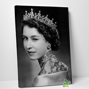 Punk Queen Elizabeth Winking Canvas Art Wall Art Graffiti Print Picture ...