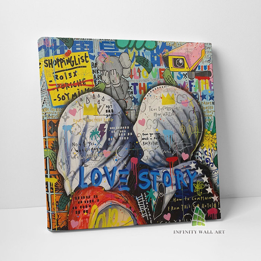 Graffiti Love Story Canvas Art Wall Art Print Picture Banksy Style ...