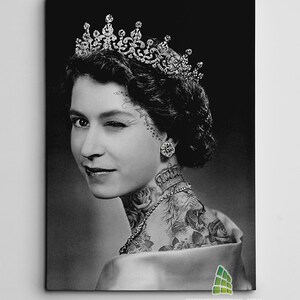 Punk Queen Elizabeth Winking Canvas Art Wall Art Graffiti Print Picture ...