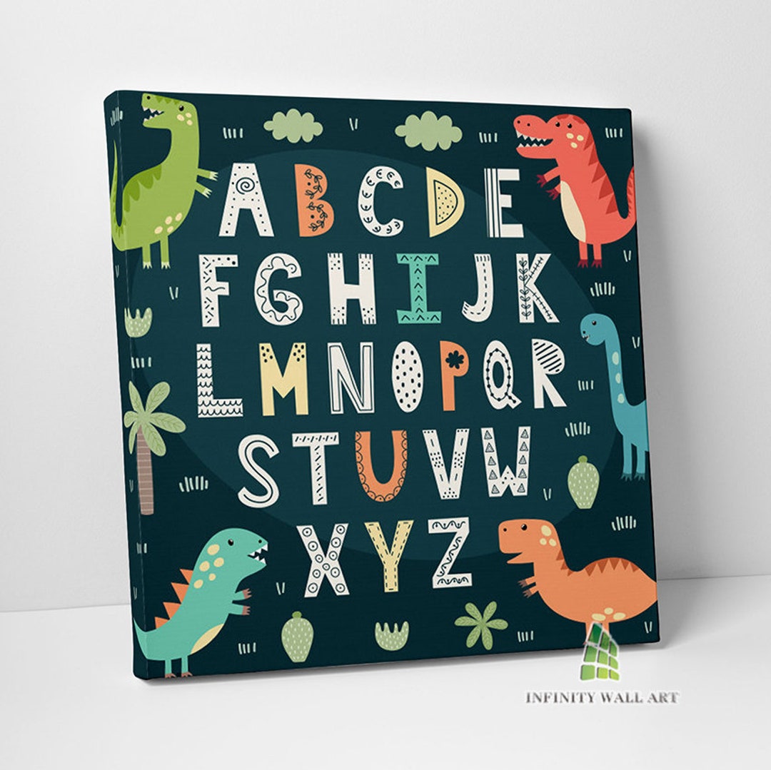 Dinosaur Alphabet Chart Canvas Art Wall Art Children Kids Nursery ...