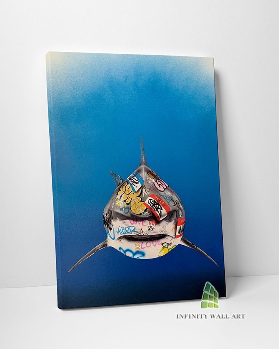 Graffiti Shark Canvas Art Wall Art Print Picture Banksy Style Abstract ...