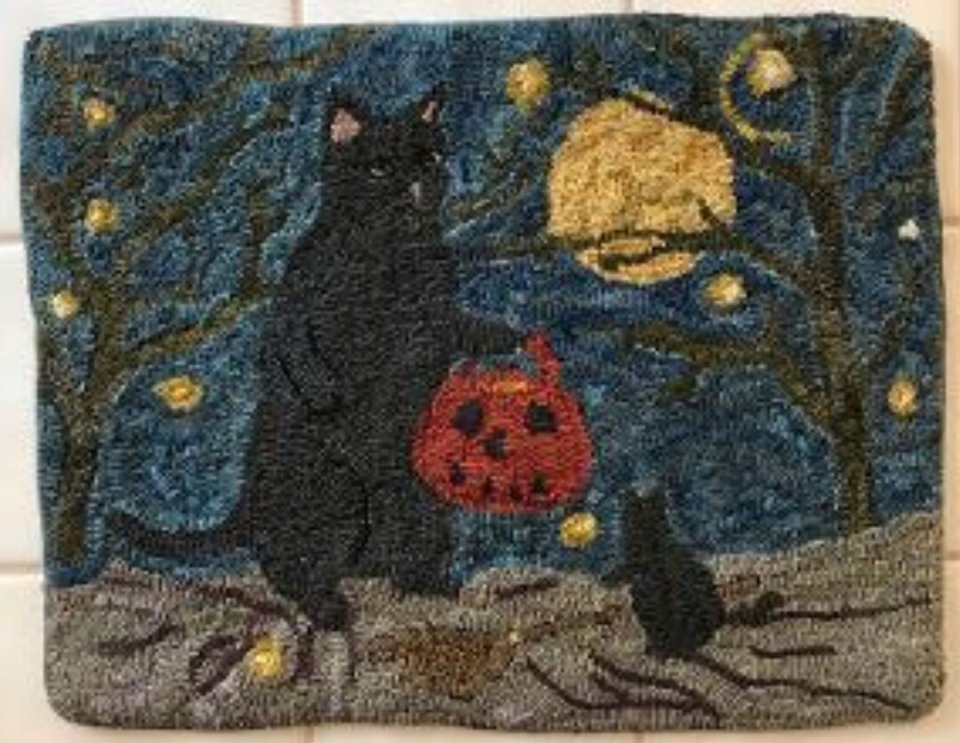A Halloween for Broomstick -- Hand-hooked Rug - Etsy