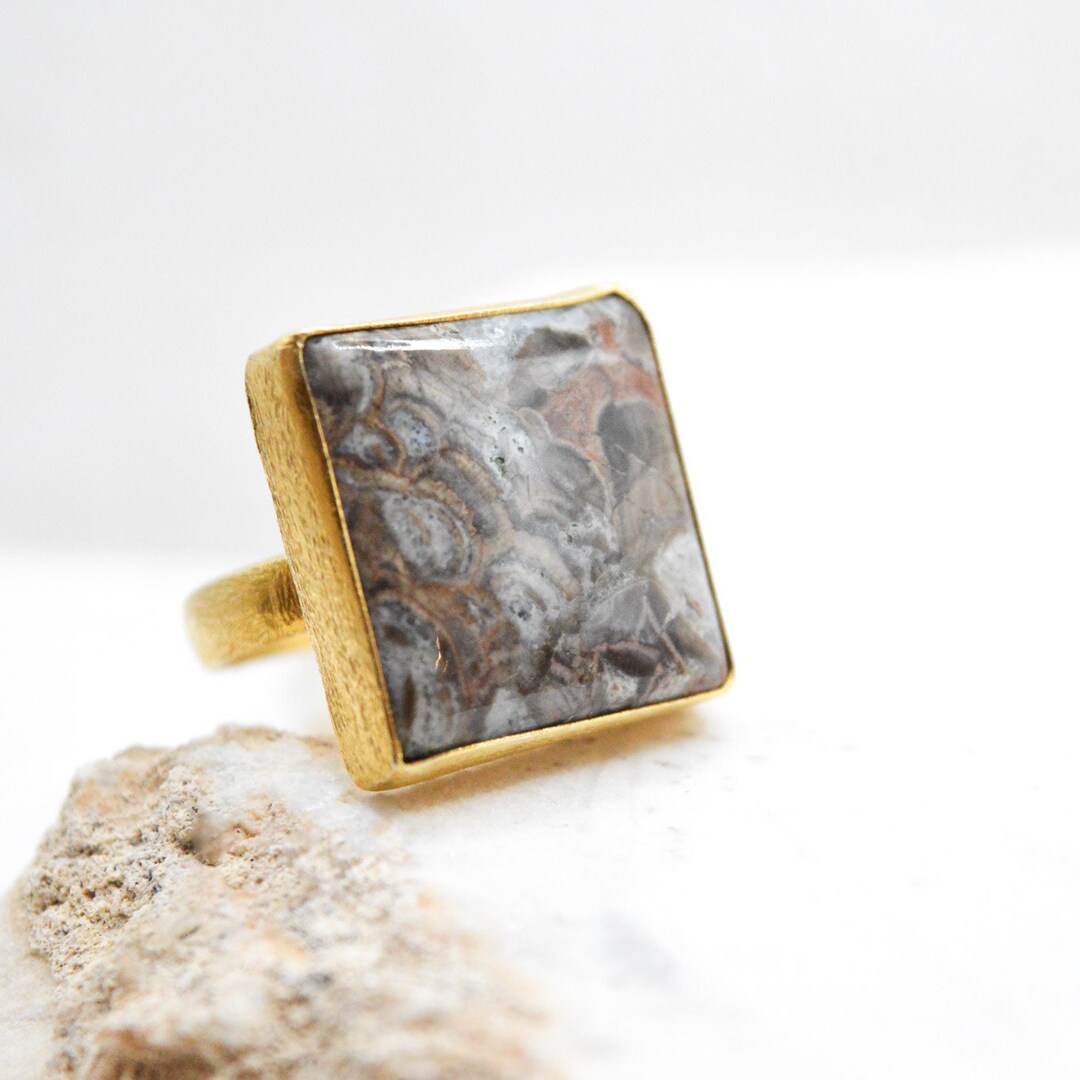 Agate Ring, Large Statement Ring, Art Deco Gemstone Ring, Rings for ...