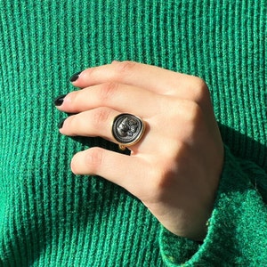 GODESS SIGNET RING, Athena Goddess Greek Ring, Silver Antique Ring ...