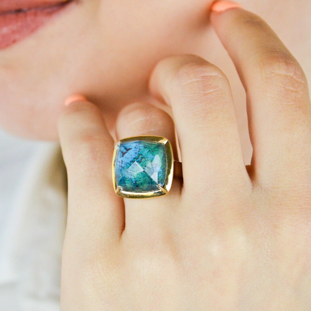 Chrysocolla Ring, Chunky Classy Ring, Rings for Women, Statement Ring ...