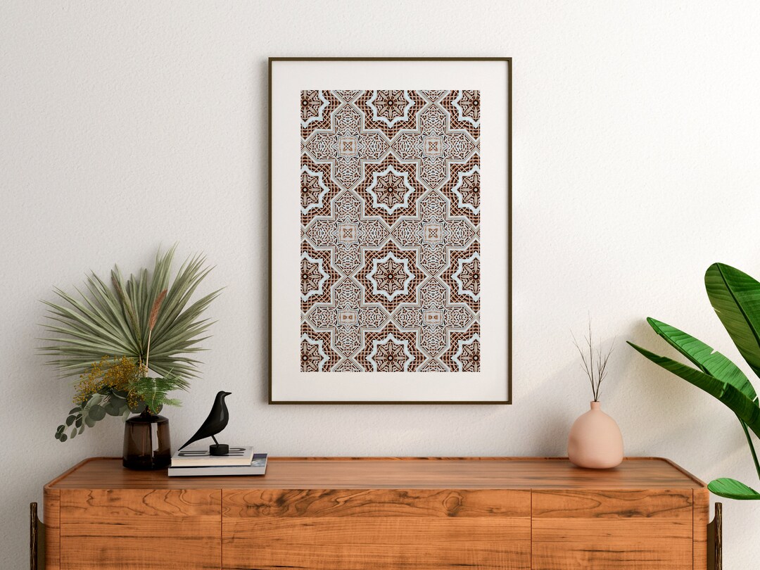 Moroccan Tiles Print Spanish Tiles Bright Home Decor Botanical Print ...