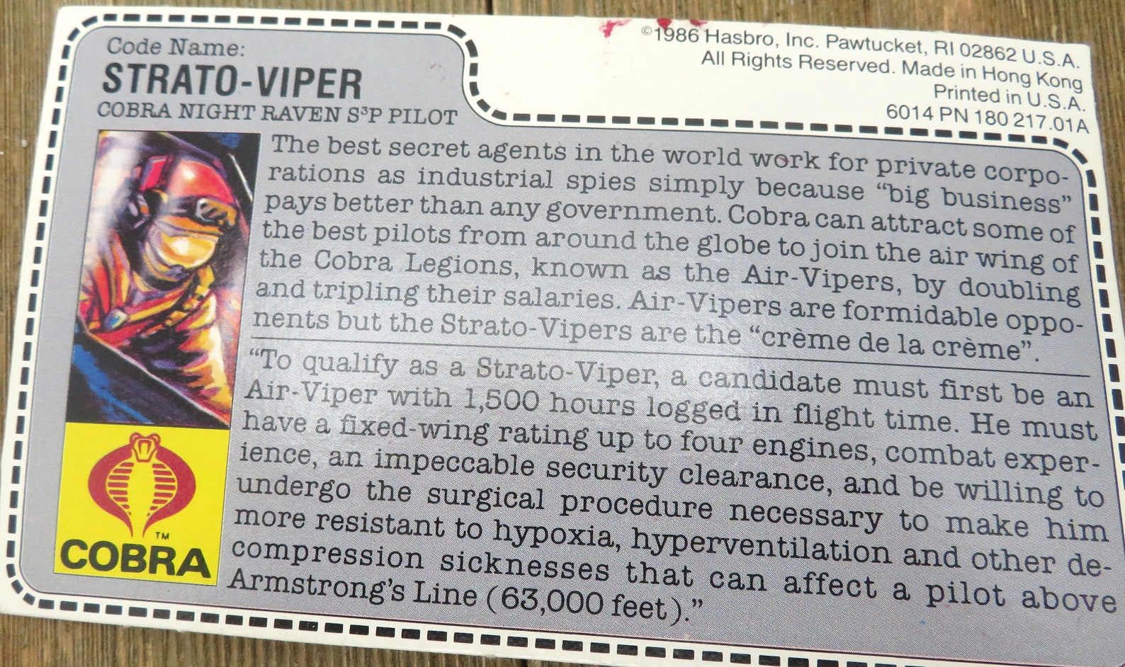 1986 GI Joe Strato-viper Cobra Night Raven Pilot Hasbro - Etsy