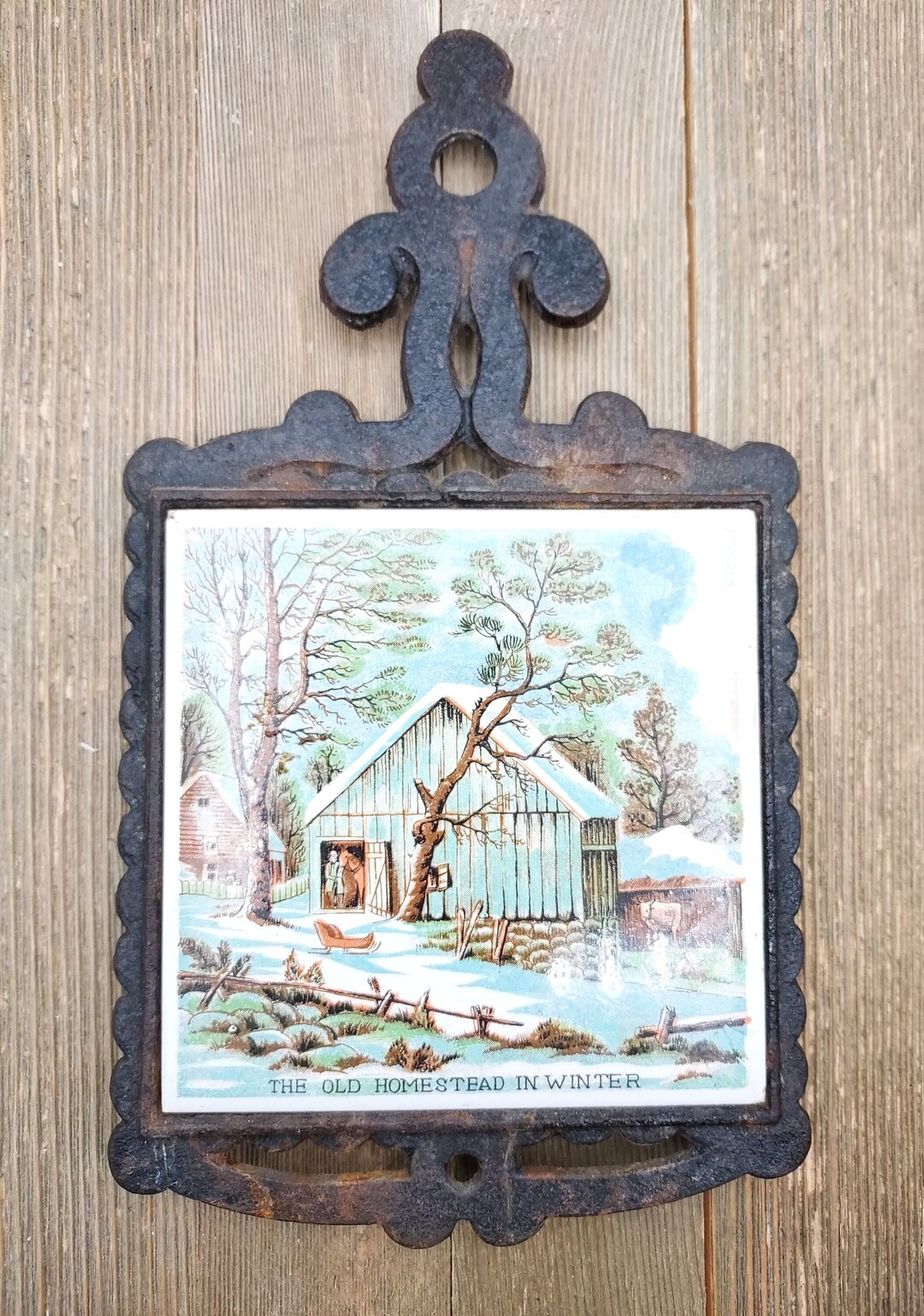 Vintage "the Old Homestead in Winter" Scene Trivet Was Made in Japan - Etsy