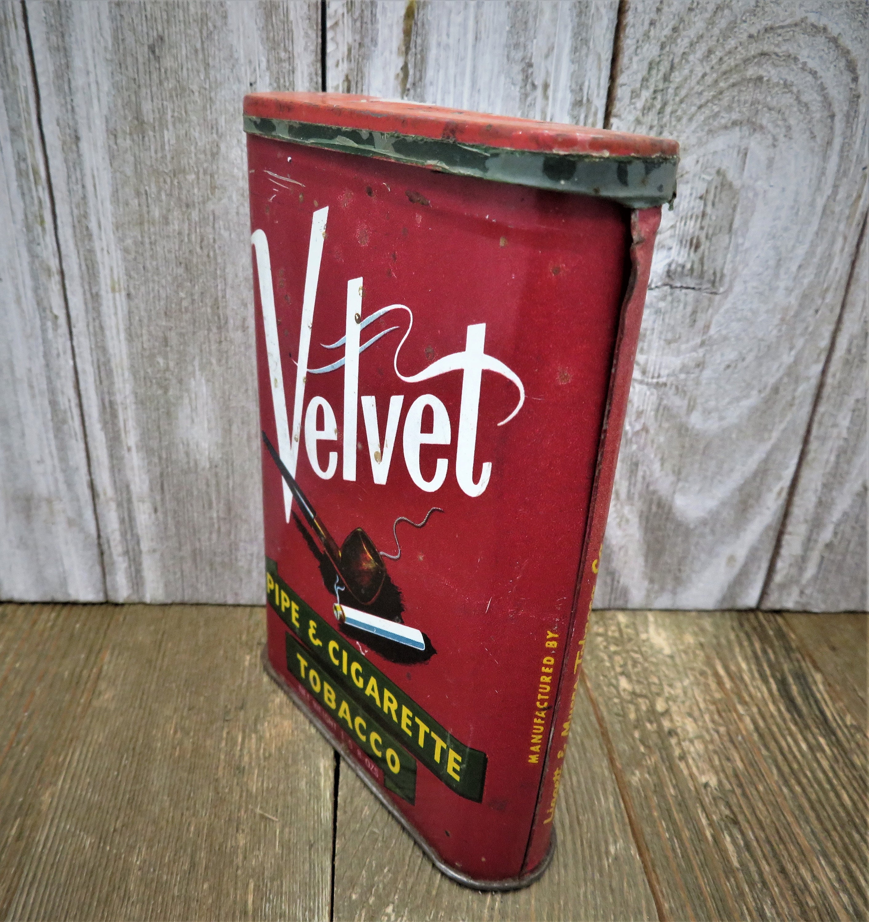 Velvet Pipe & Cigarette Tobacco Vintage Antique Tin Liggett and Myers ...