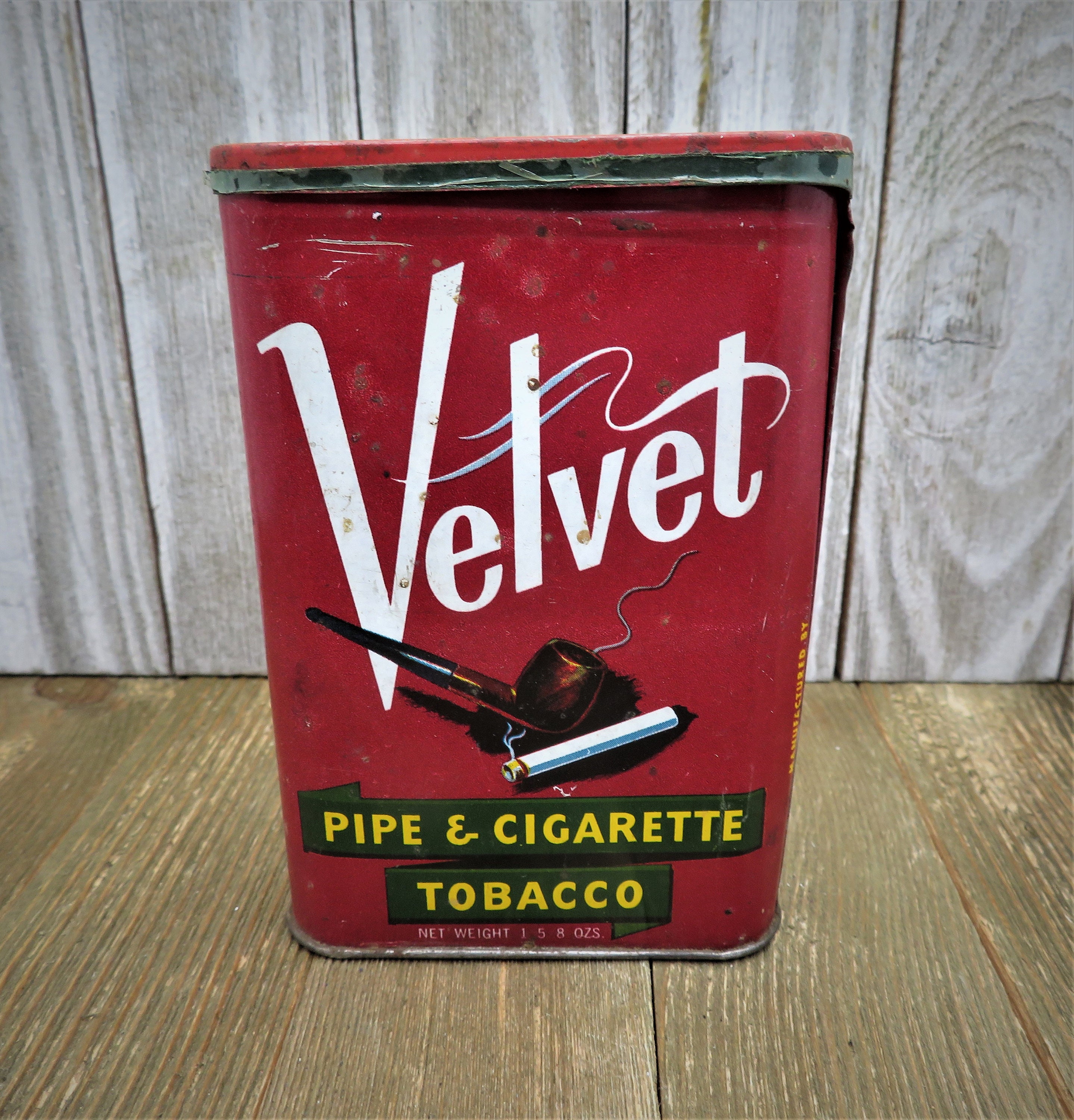 Velvet Pipe & Cigarette Tobacco Vintage Antique Tin Liggett and Myers ...