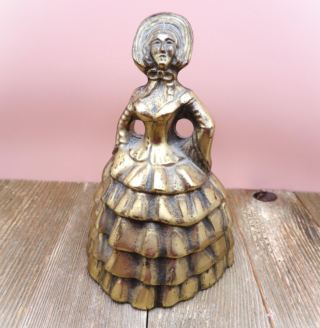Vintage Brass Lady Bell Figurine. - Etsy