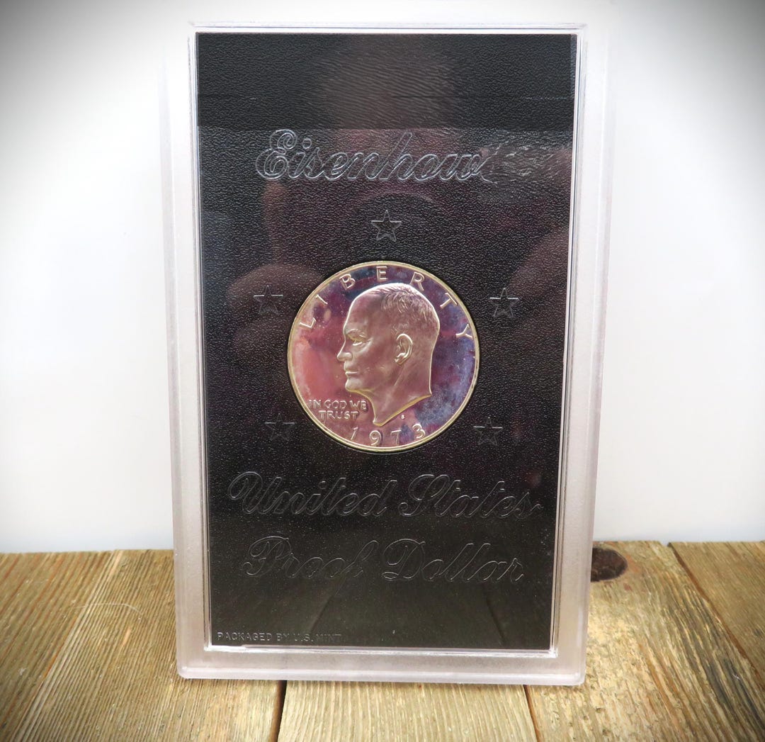 1973 S Proof Eisenhower Ike Dollar 40% Silver US Coin Original Brown ...