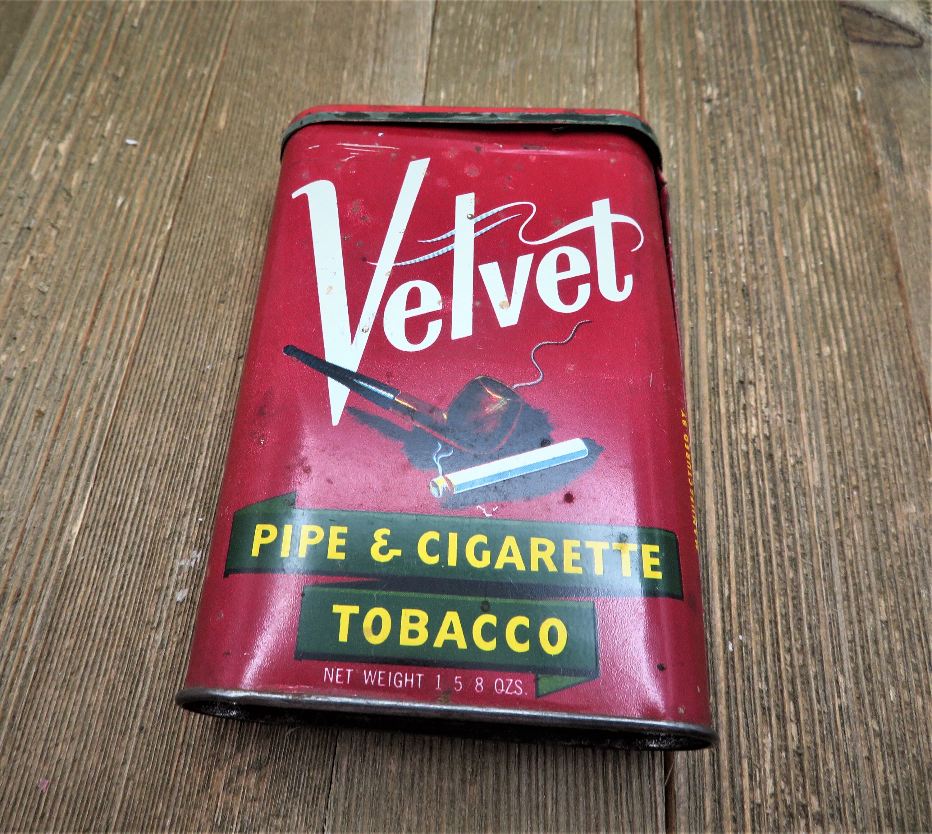 Velvet Pipe & Cigarette Tobacco Vintage Antique Tin Liggett and Myers ...