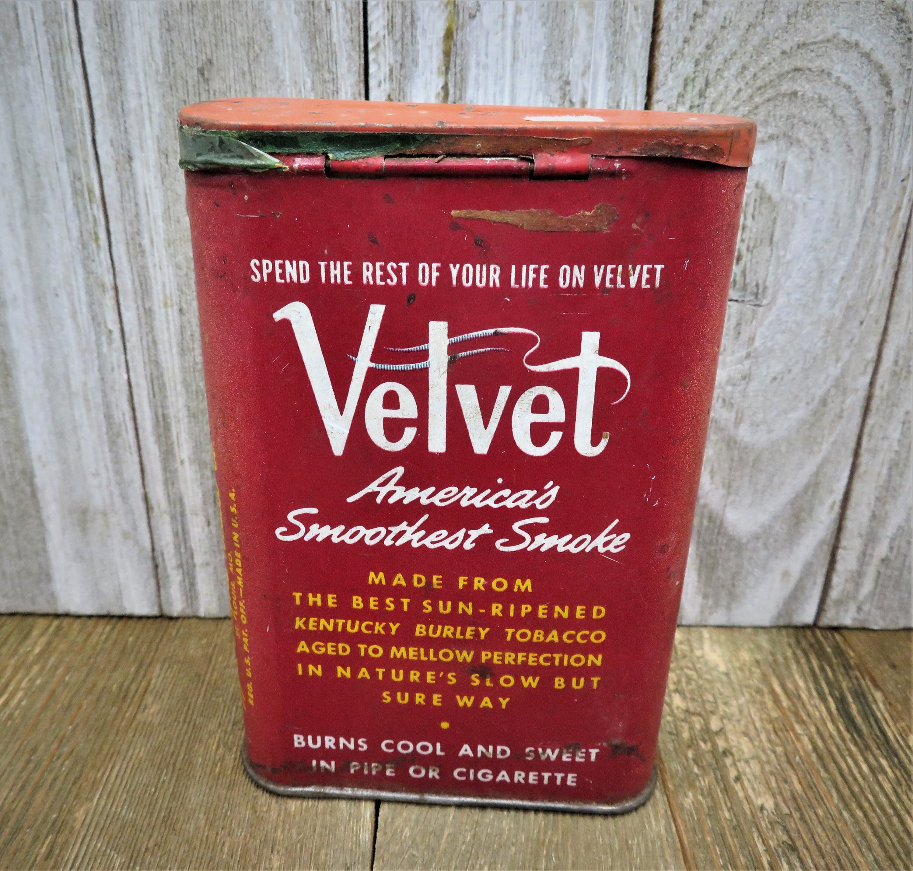 Velvet Pipe & Cigarette Tobacco Vintage Antique Tin Liggett and Myers ...