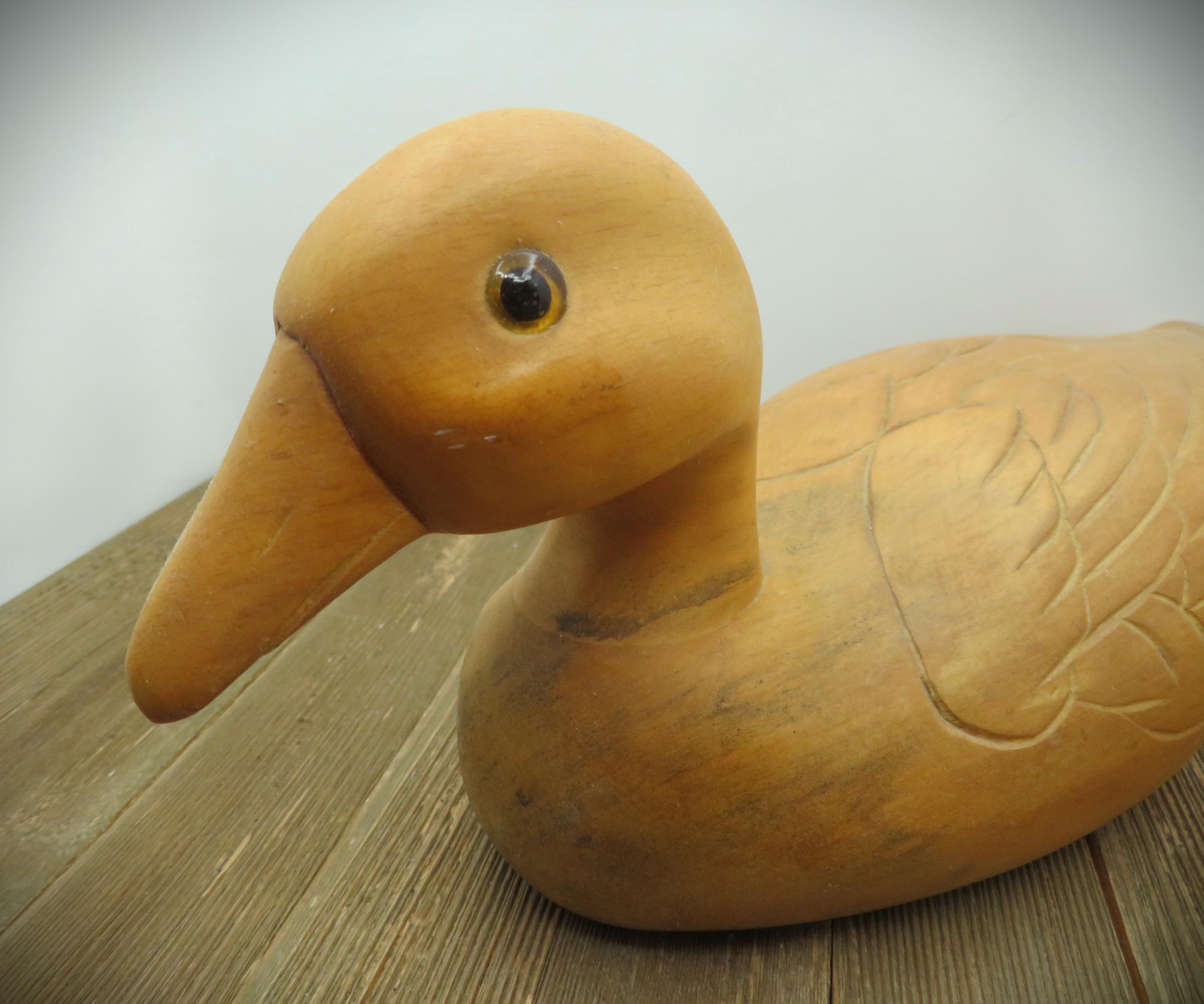 Solid Wood 1990's Duck Folk Art Decorative Decoy Display Hunting Décor ...