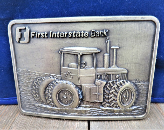 Brass 1970's Belt Buckle First Interstate Bank Farm Agriculture Corn ...