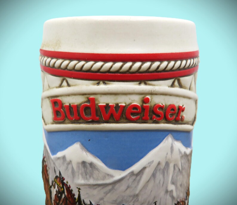 1985 Budweiser Series A Clydesdale Horse Beer Stein Christmas Holiday ...