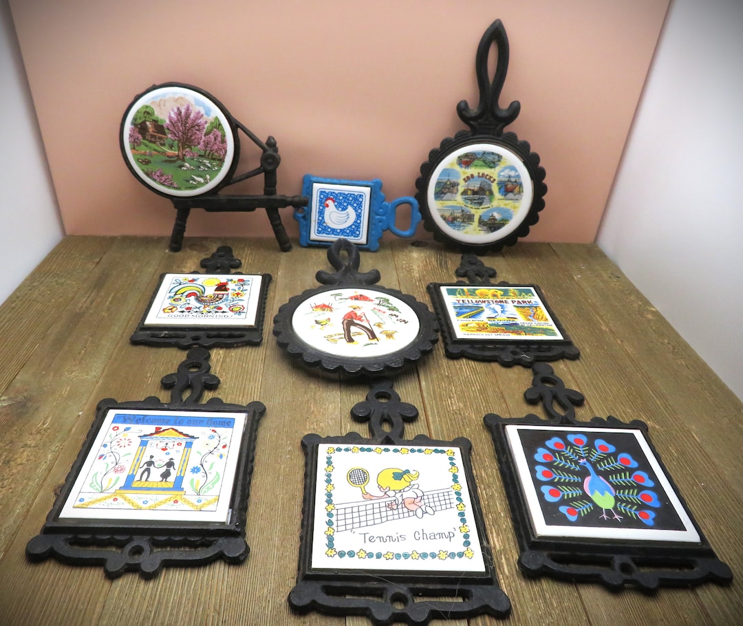 Small Cast Iron Tile Trivets From the 1960’s – 1980’s - Etsy