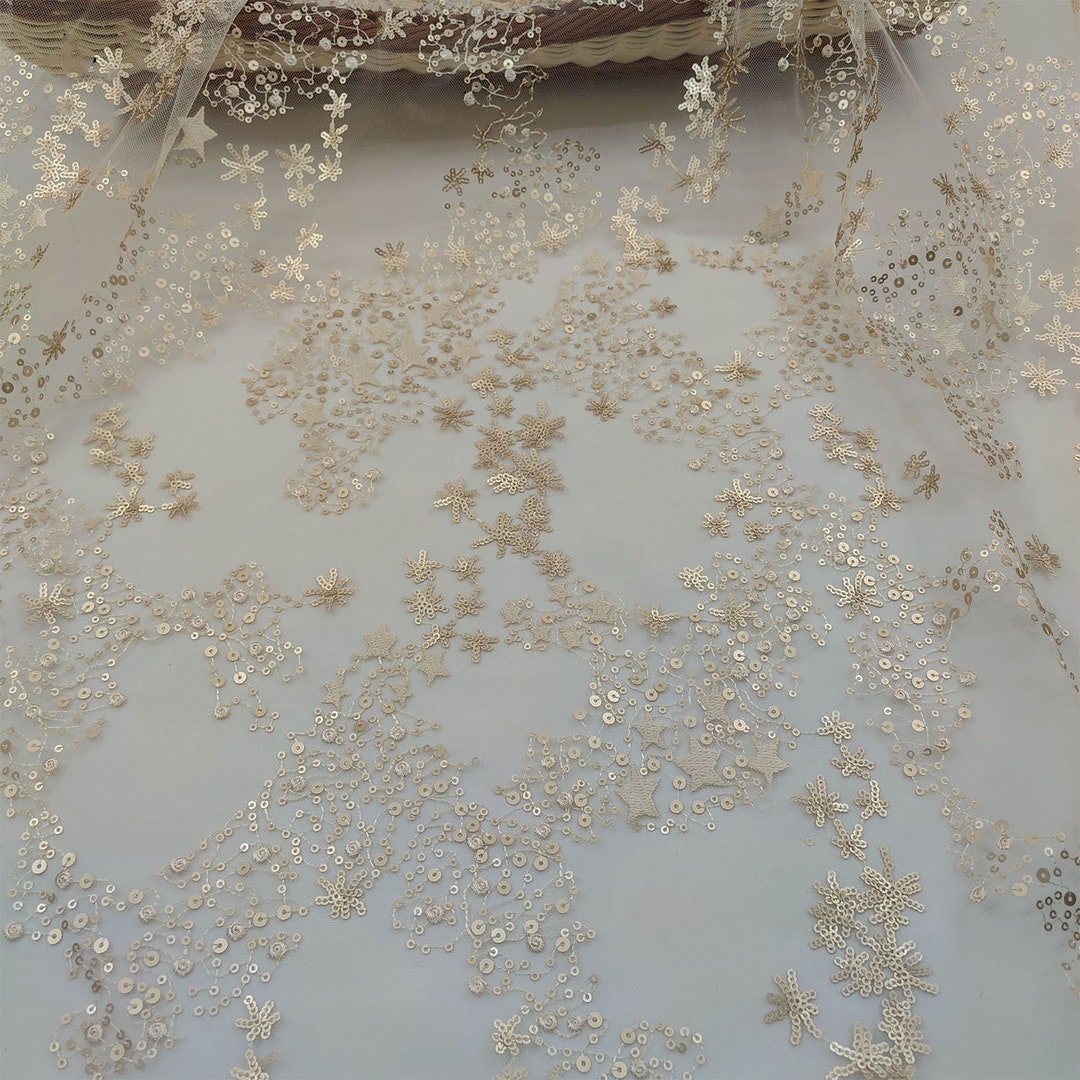 Galaxy Stars Embroidered Lace Fabric Star Sequins Tulle Mesh Fabric ...