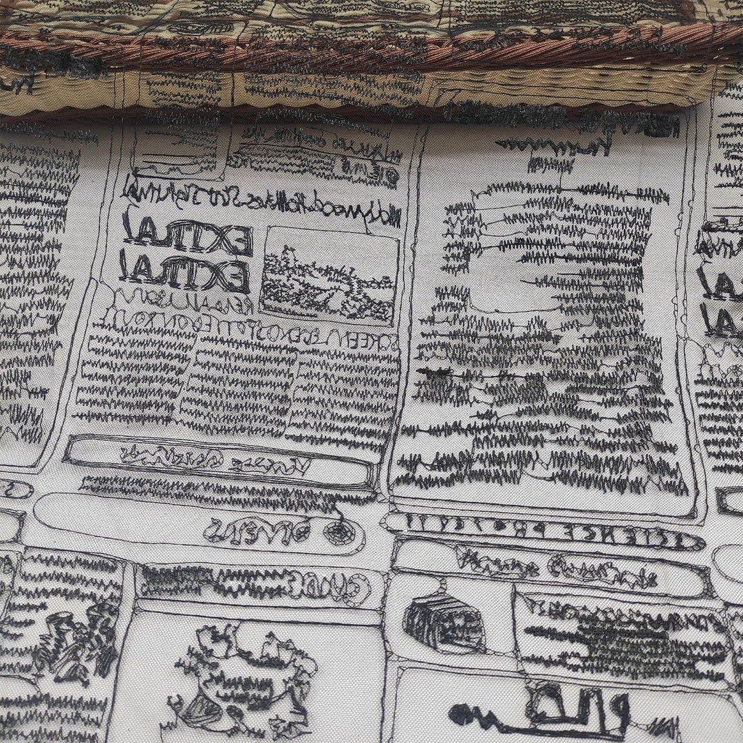 Imitation Newspaper Lace Fabric Letter Embroidery Overlay Lace Gauze ...