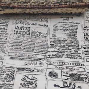 Imitation Newspaper Lace Fabric Letter Embroidery Overlay Lace Gauze ...