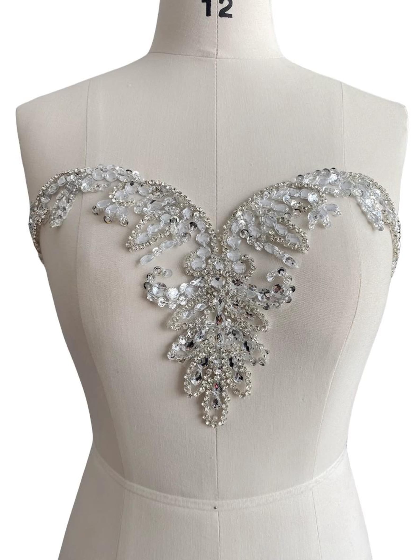 16 Color Shining V-neck Rhinestone Patch Beaded Neckline Trims Sequined ...