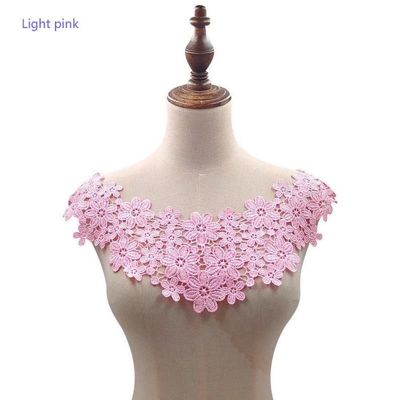 Guipure Floral Neckline Lace Trim Applique Flower Embroidery Lace Motif ...