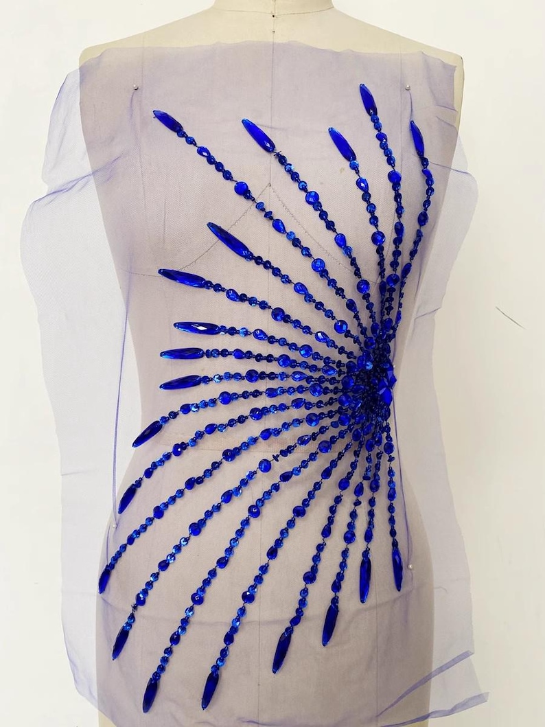 Handmade Beaded Rhinestone Applique Large Piece Ray Diamante Applique ...