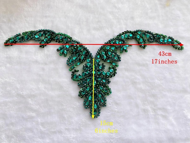 16 Color Shining V-neck Rhinestone Patch Beaded Neckline Trims Sequined ...