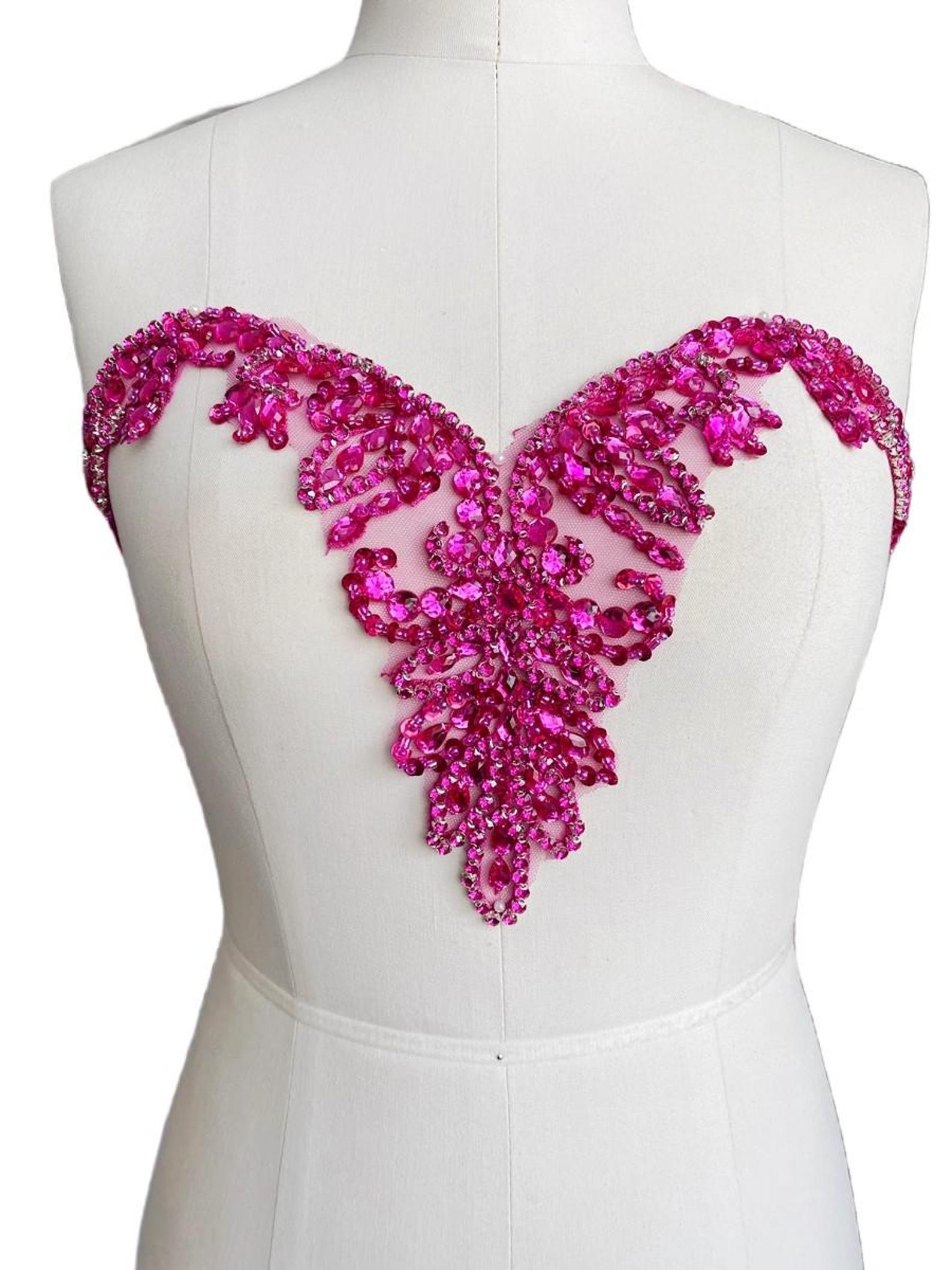 16 Color Shining V-neck Rhinestone Patch Beaded Neckline Trims Sequined ...