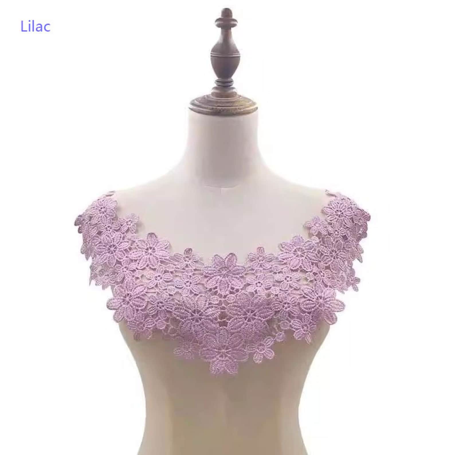 Guipure Floral Neckline Lace Trim Applique Flower Embroidery Lace Motif ...