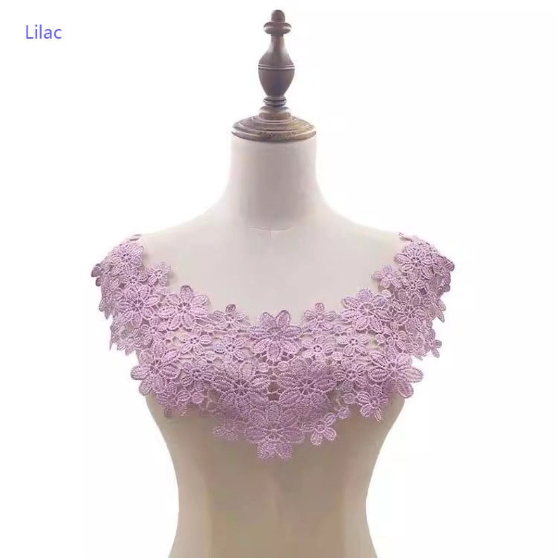 Guipure Floral Neckline Lace Trim Applique Flower Embroidery Lace Motif ...