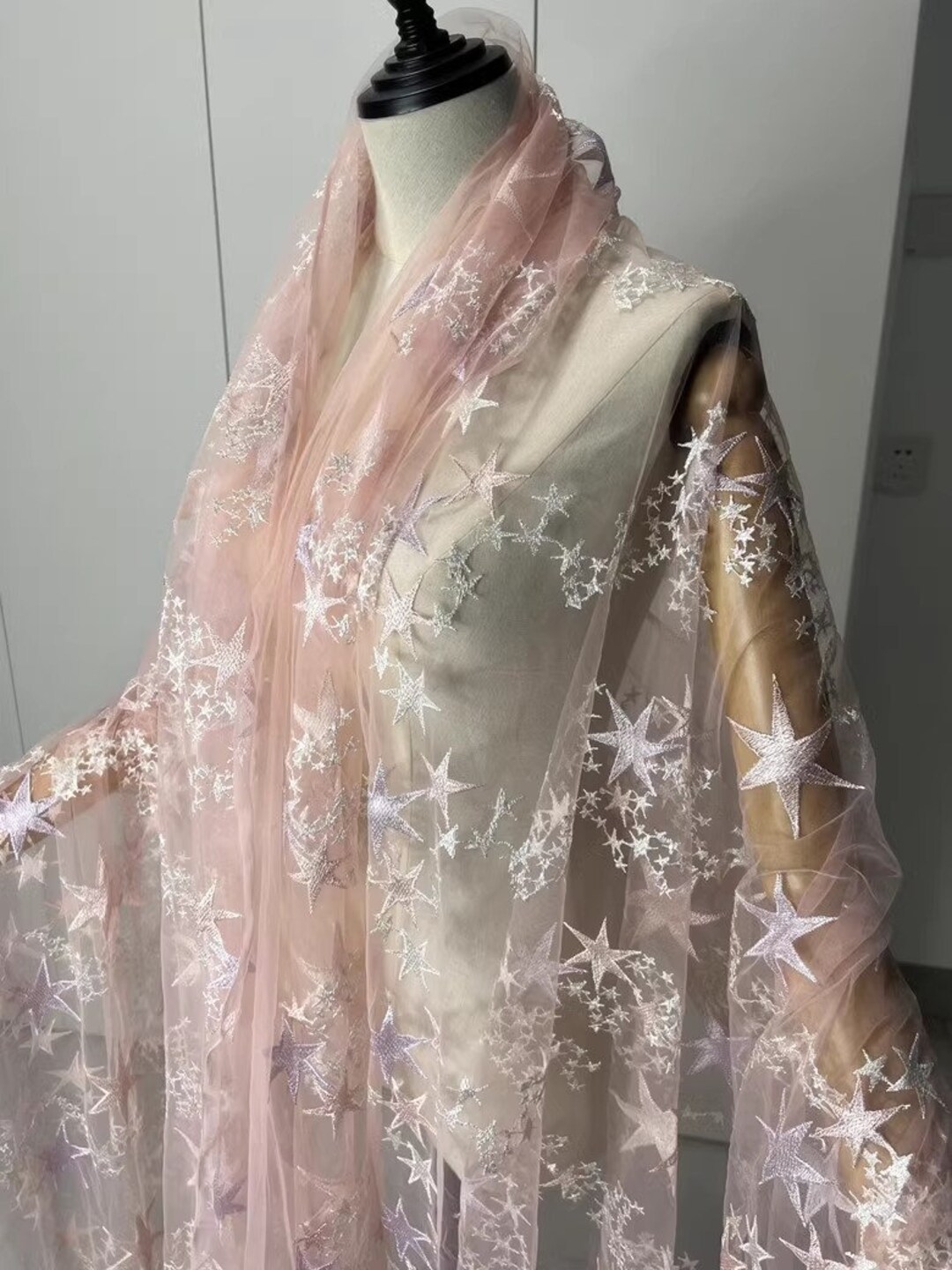 Exquisite Stars Embroidered Lace Fabtic, Constellation Lace Fabric ...