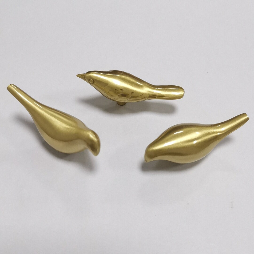 Brass Dresser Knob, Brass Bird Cabinet Knobs, Gold Bird Dresser Kitchen Pulls, Cupboard Door ...
