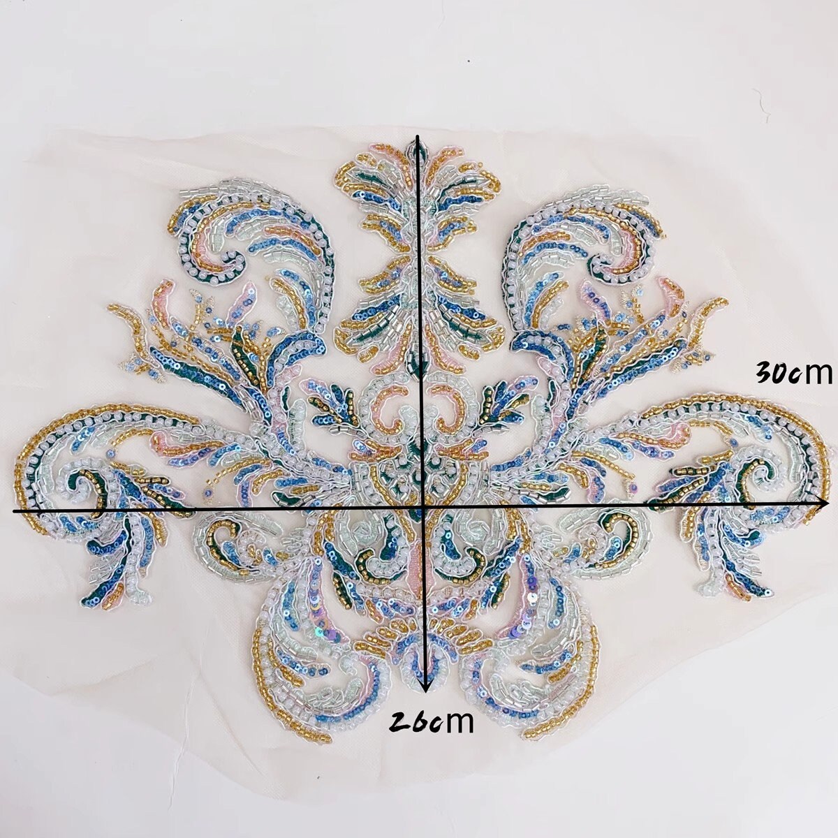 Super Heavy Metal Color Sequin Beaded Lace Applique Corded Embroidery ...