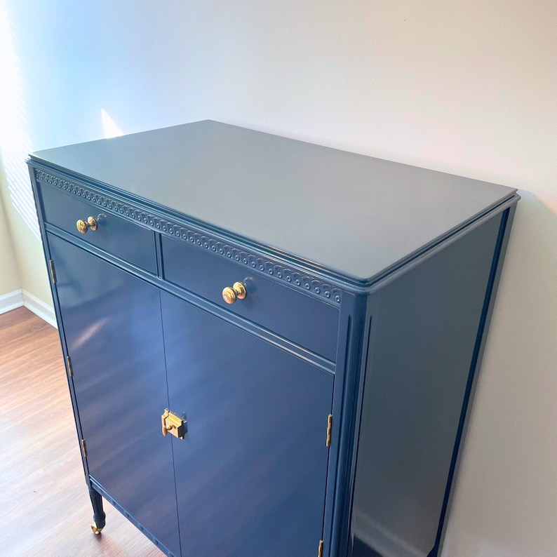 SOLD! Gloss Lacquer Navy Bar Cabinet - Etsy