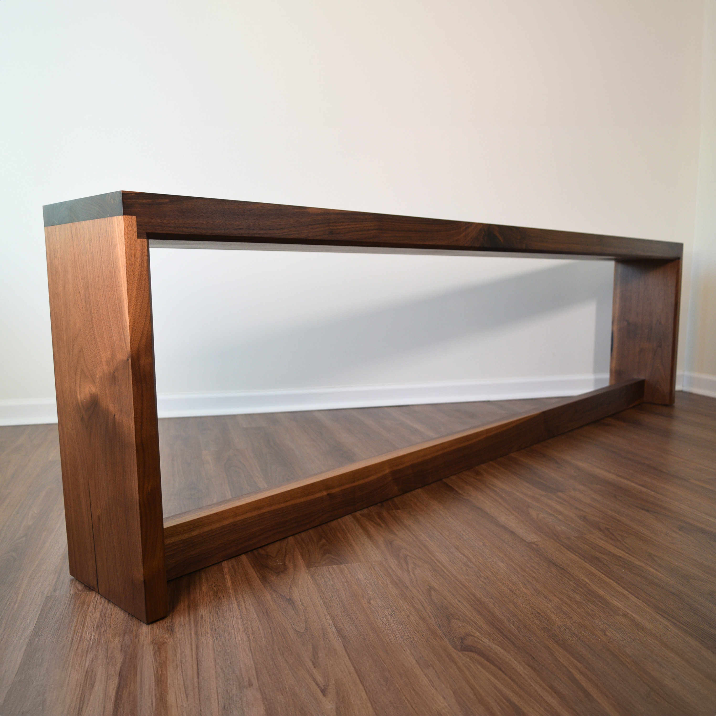 Modern Walnut Console Table With Recessed Power Outlet - Etsy